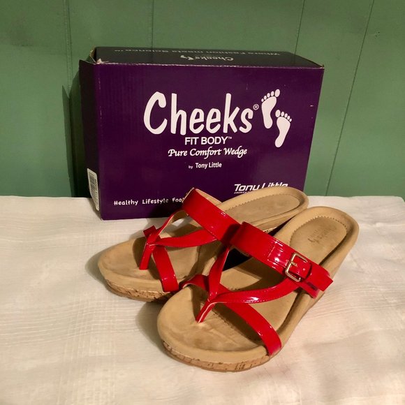 Cheeks | Shoes | Cheeks By Tony Little Patent Leather Wedge Sandals ...